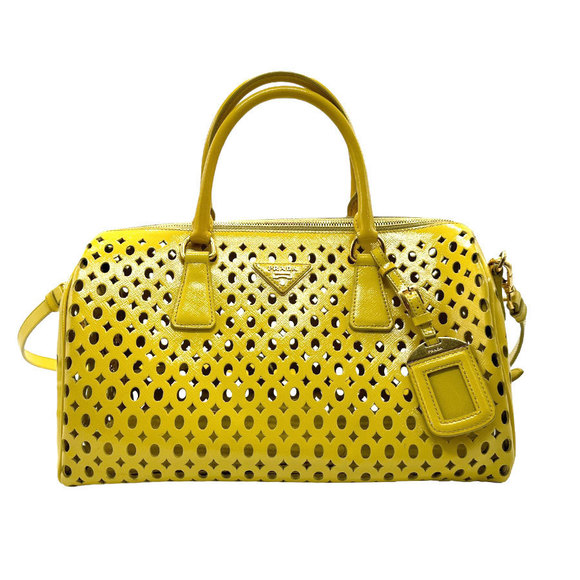 Prada | Bags | Prada Shoulder Bag Patent Leather Yellow | Poshmark